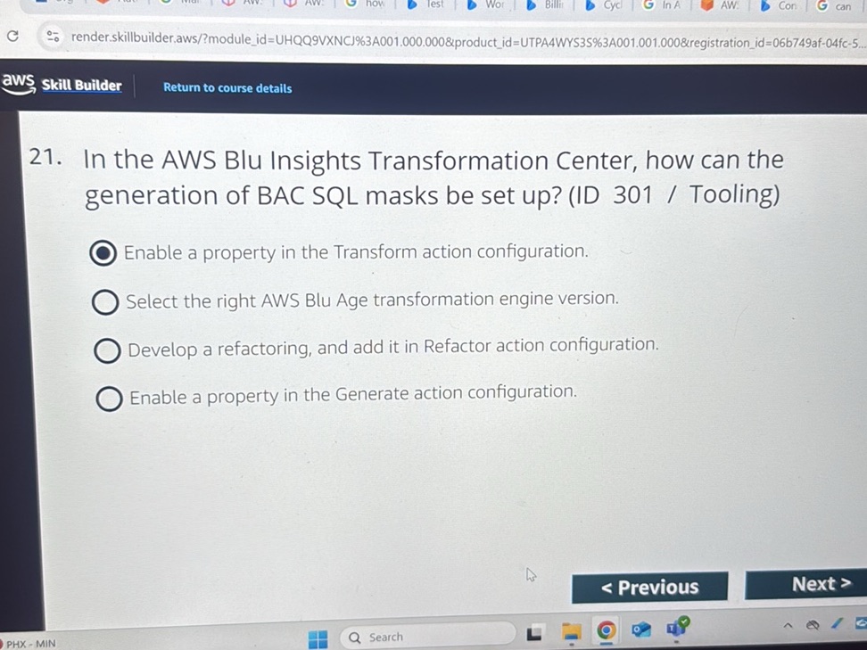 21. In the AWS Blu Insights Transformation | StudyX
