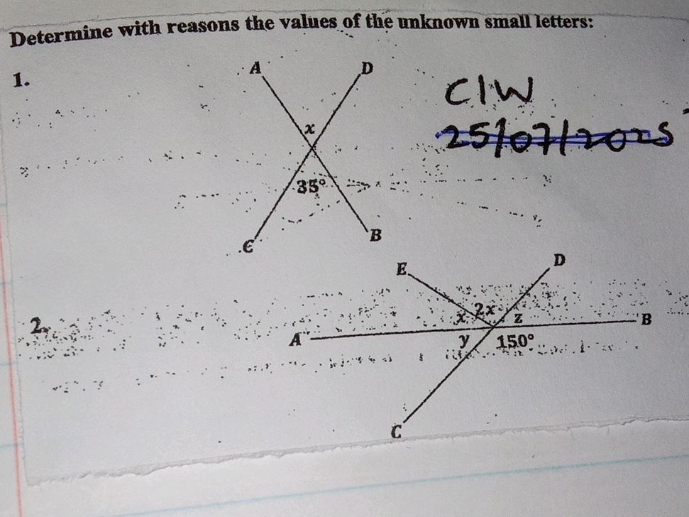 Determine with reasons the values of the