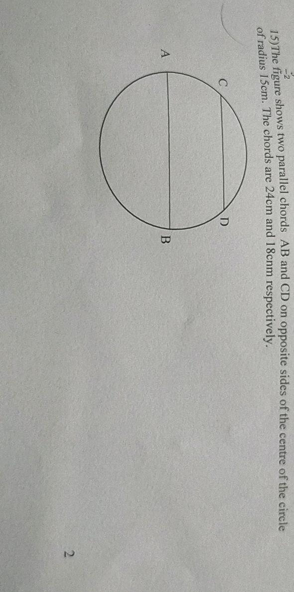 15) The figure shows two parallel chords AB