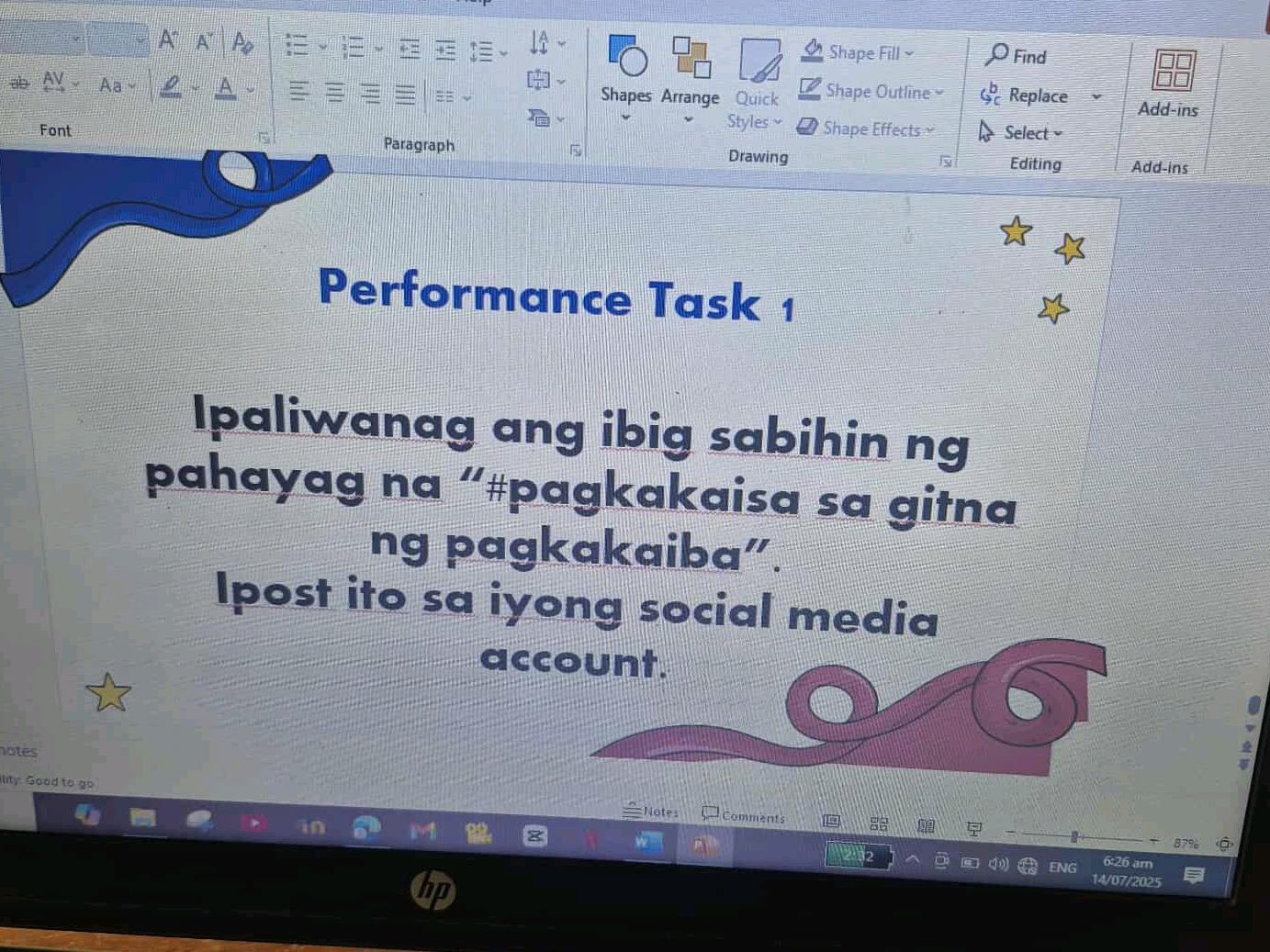 Performance Task 1 Ipaliwanag ang ibig | StudyX