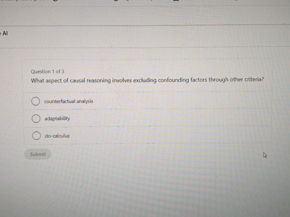Question 1 of 3 What aspect of causal