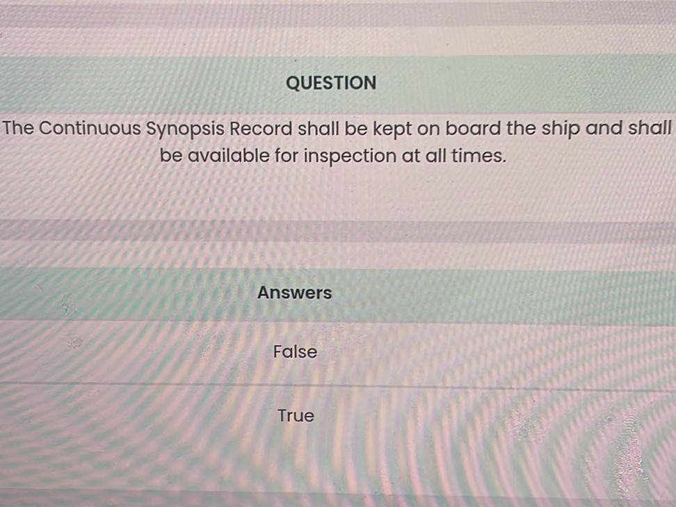 The Continuous Synopsis Record shall be kept | StudyX