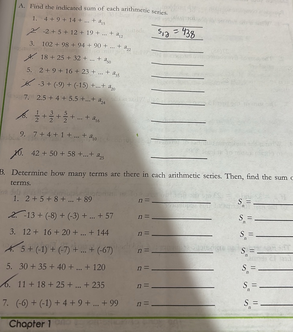 A. Find the indicated sum of each arithmetic | StudyX