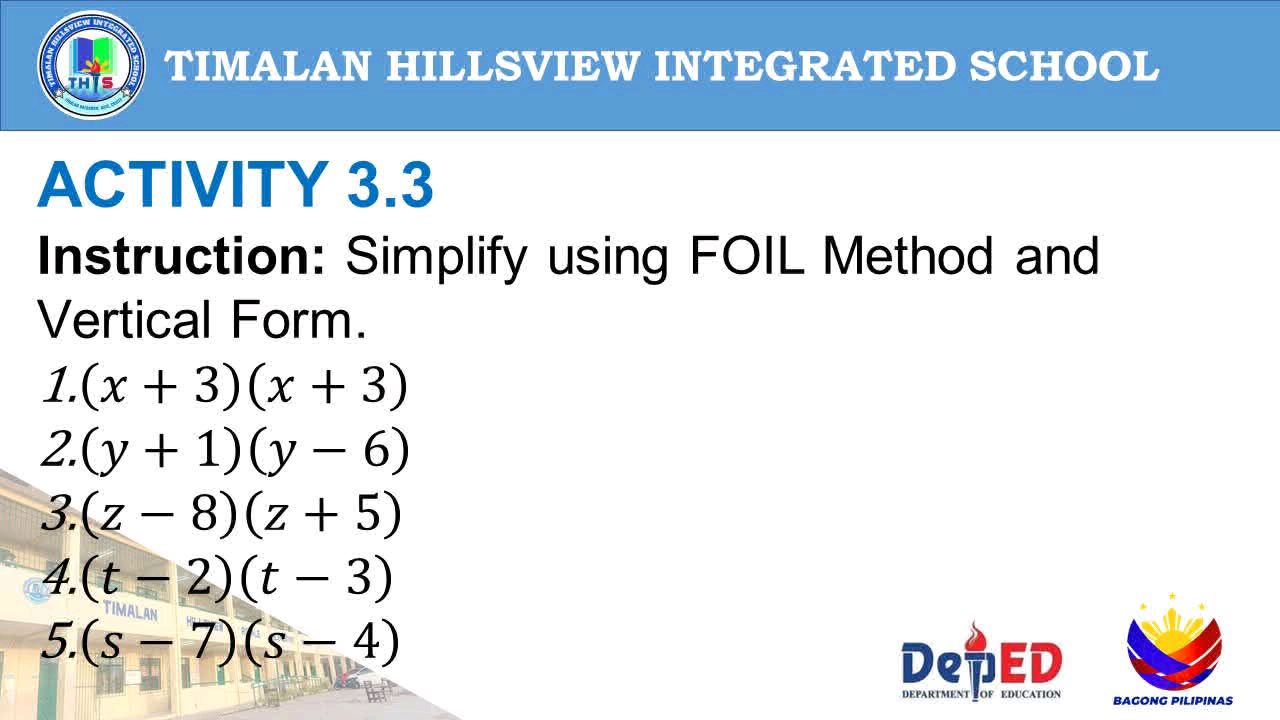 Instruction: Simplify using FOIL Method and | StudyX