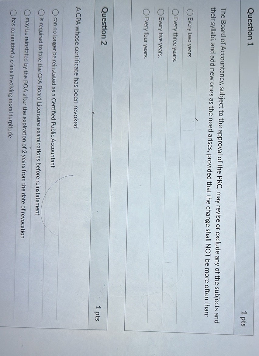 Question 1 The Board of Accountancy, | StudyX