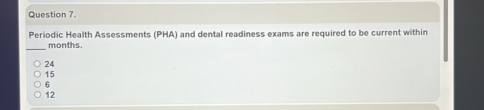 Question 7. Periodic Health Assessments | StudyX