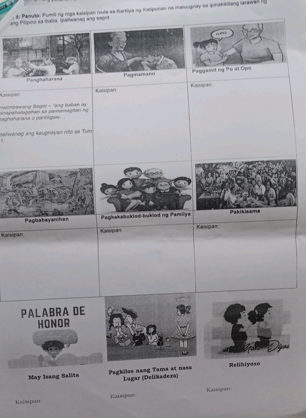 6: Panuto: Pumili ng mga kaisipan mula sa | StudyX