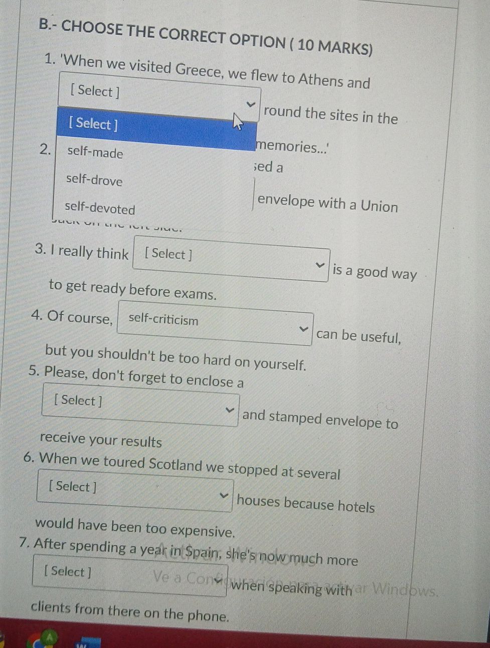 B.- CHOOSE THE CORRECT OPTION (10 MARKS) 1. | StudyX