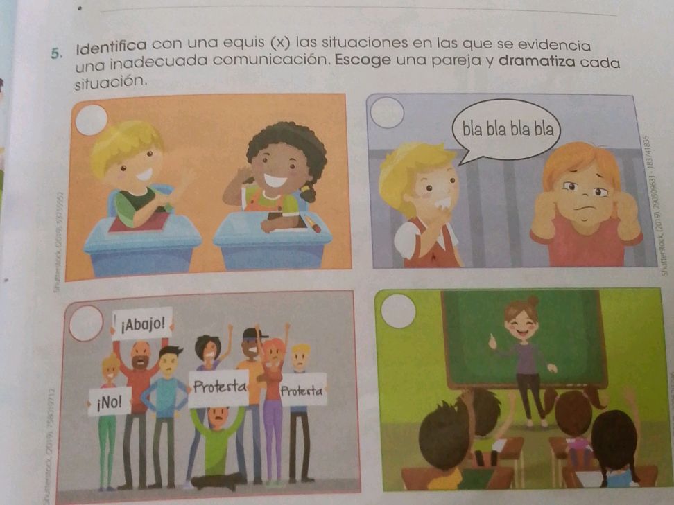 Identifica con una equis (x) las situaciones