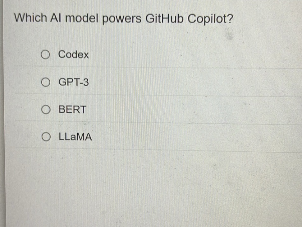 Which AI model powers GitHub Copilot? Codex | StudyX
