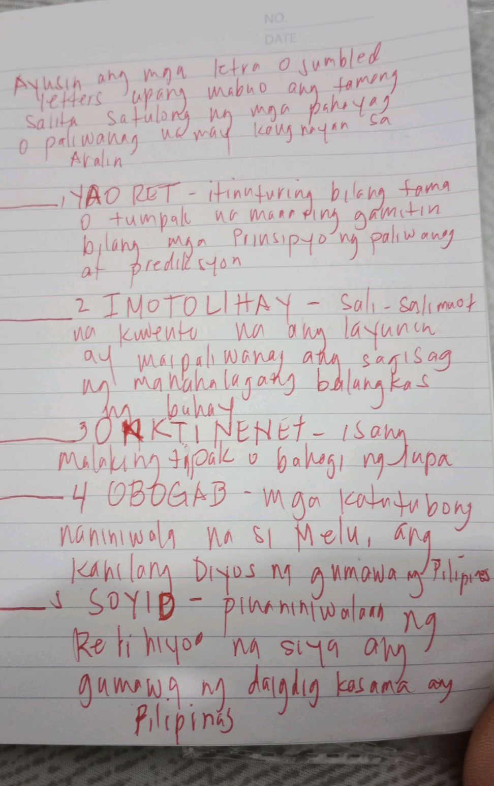 Ayusin ang mga letra o jumbled letters upang