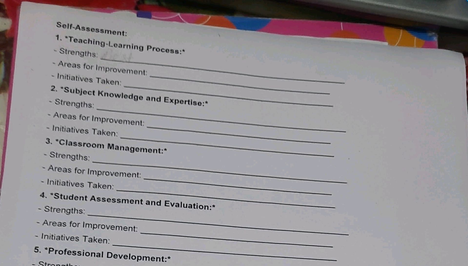 Self-Assessment: 1. *Teaching-Learning | StudyX