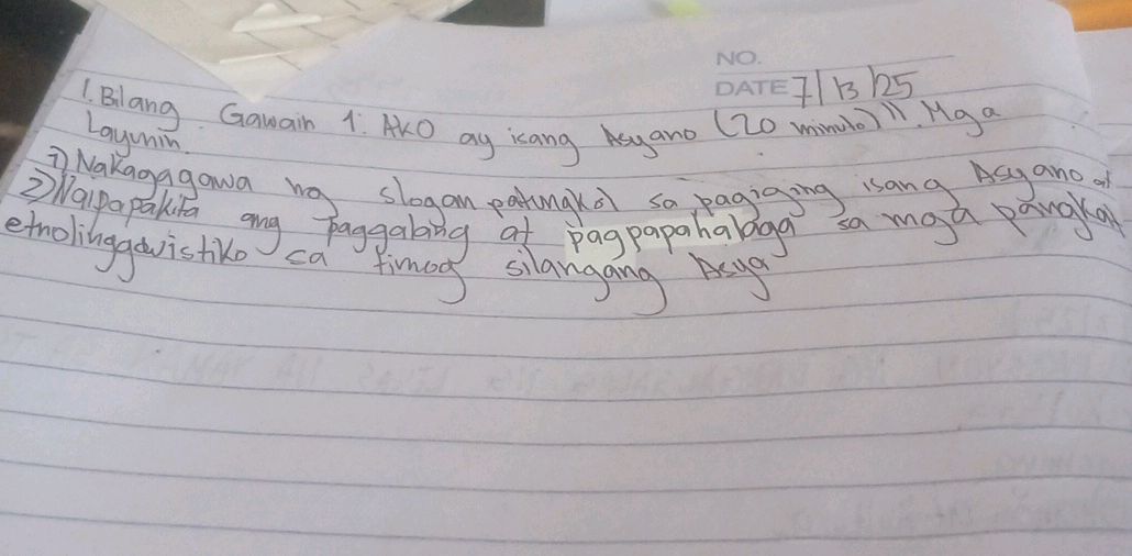 1. Bilang Gawain 1: Ako ay isang Asyano (20 | StudyX