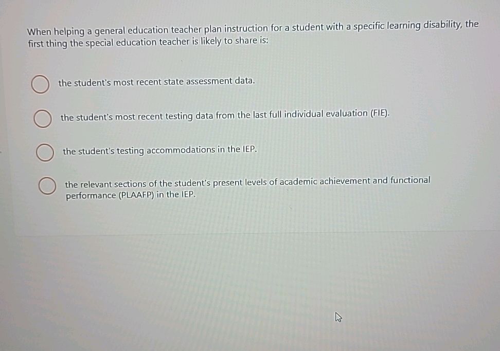 When helping a general education teacher | StudyX