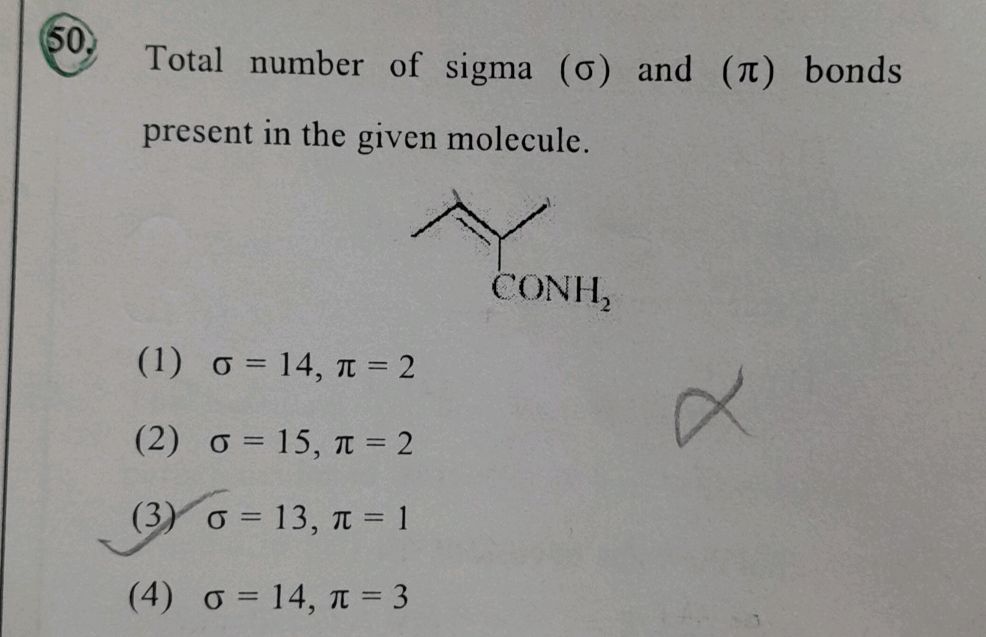 Total number of sigma ($ $) and ($ $) bonds