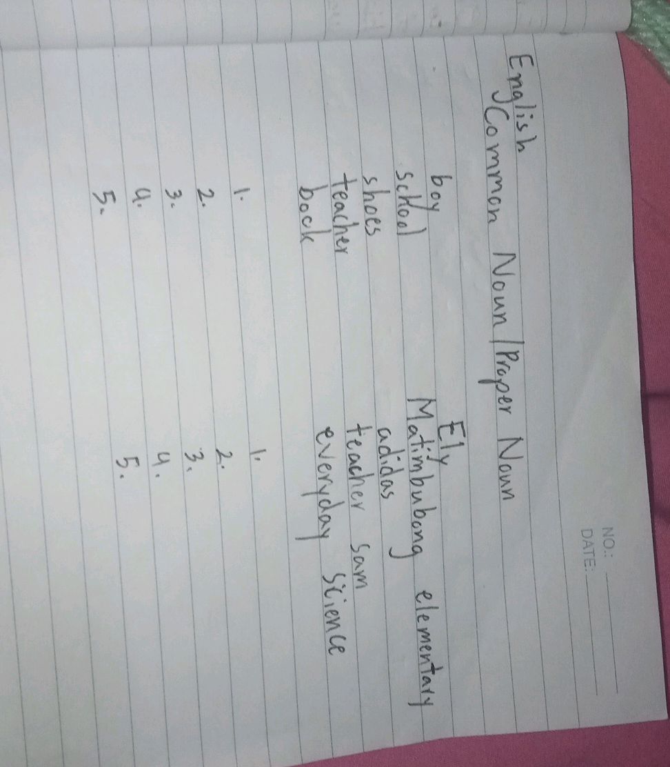 English Common Noun / Proper Noun 1. boy | StudyX