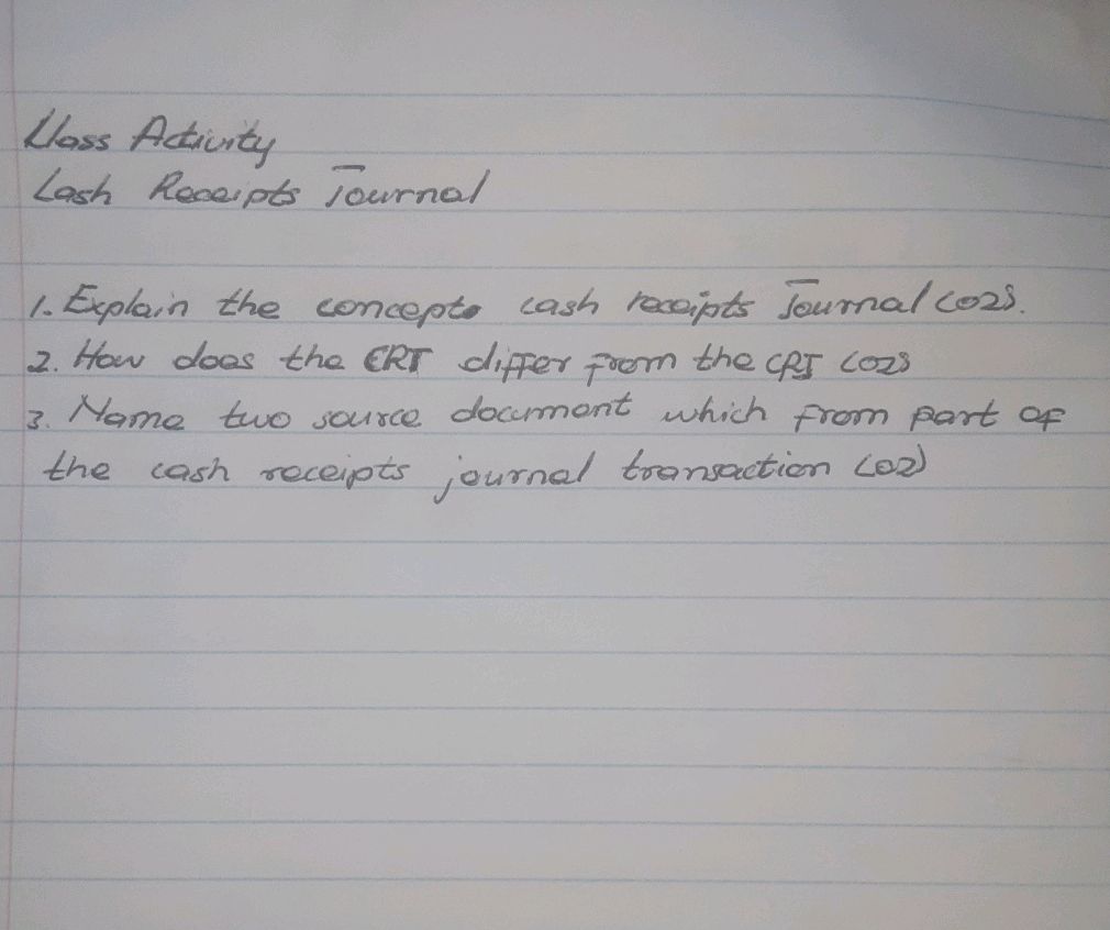 Explain the concepto cash receipts Journal