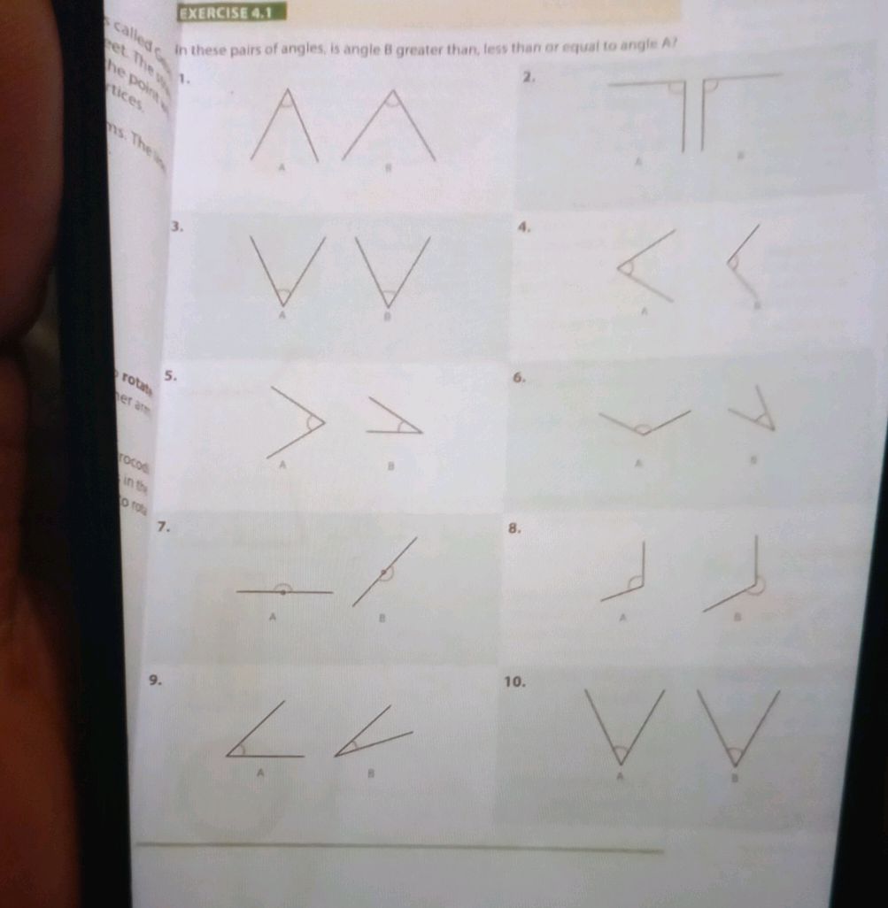In these pairs of angles, is angle B greater