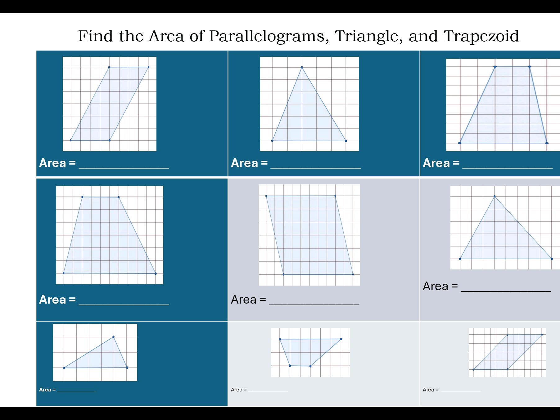 Find the Area of Parallelograms, Triangle, | StudyX
