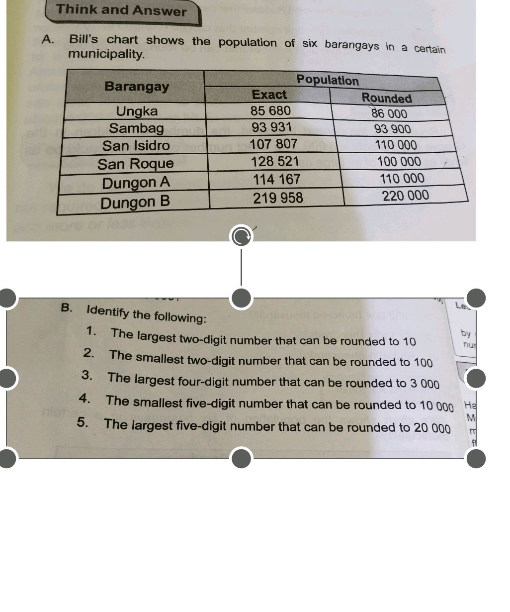A. Bill's chart shows the population of six | StudyX