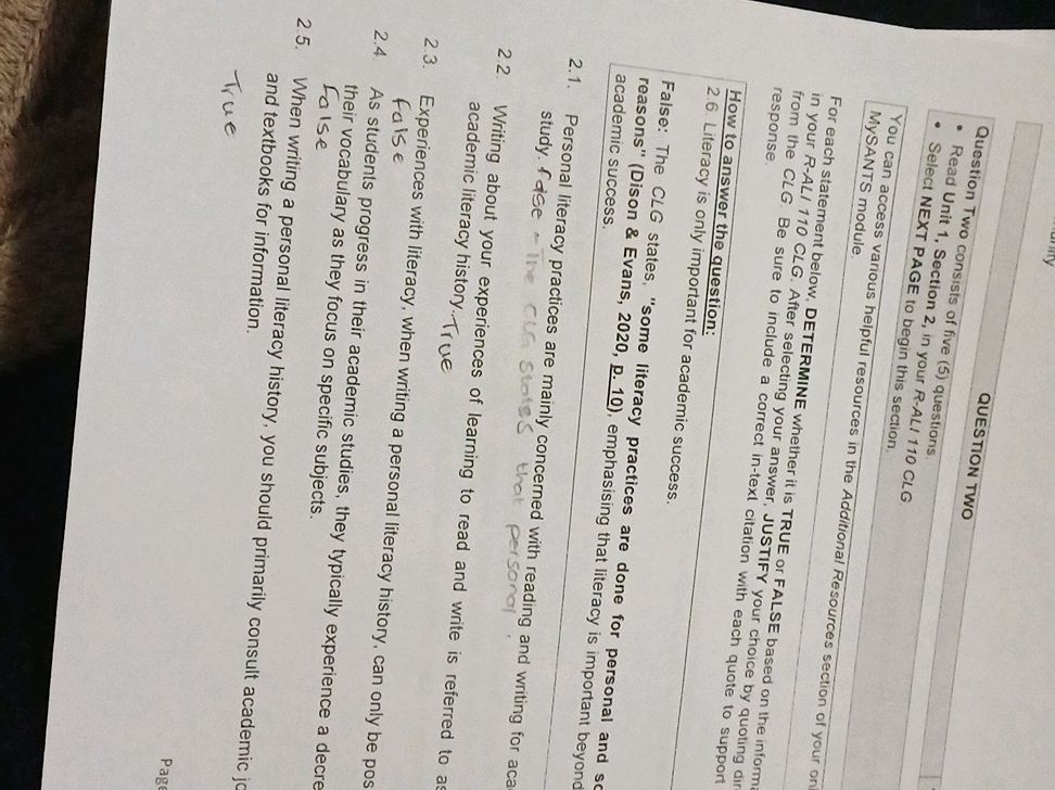 Question Two consists of five (5) questions | StudyX