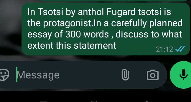 In Tsotsi by anthol Fugard tsotsi is the
