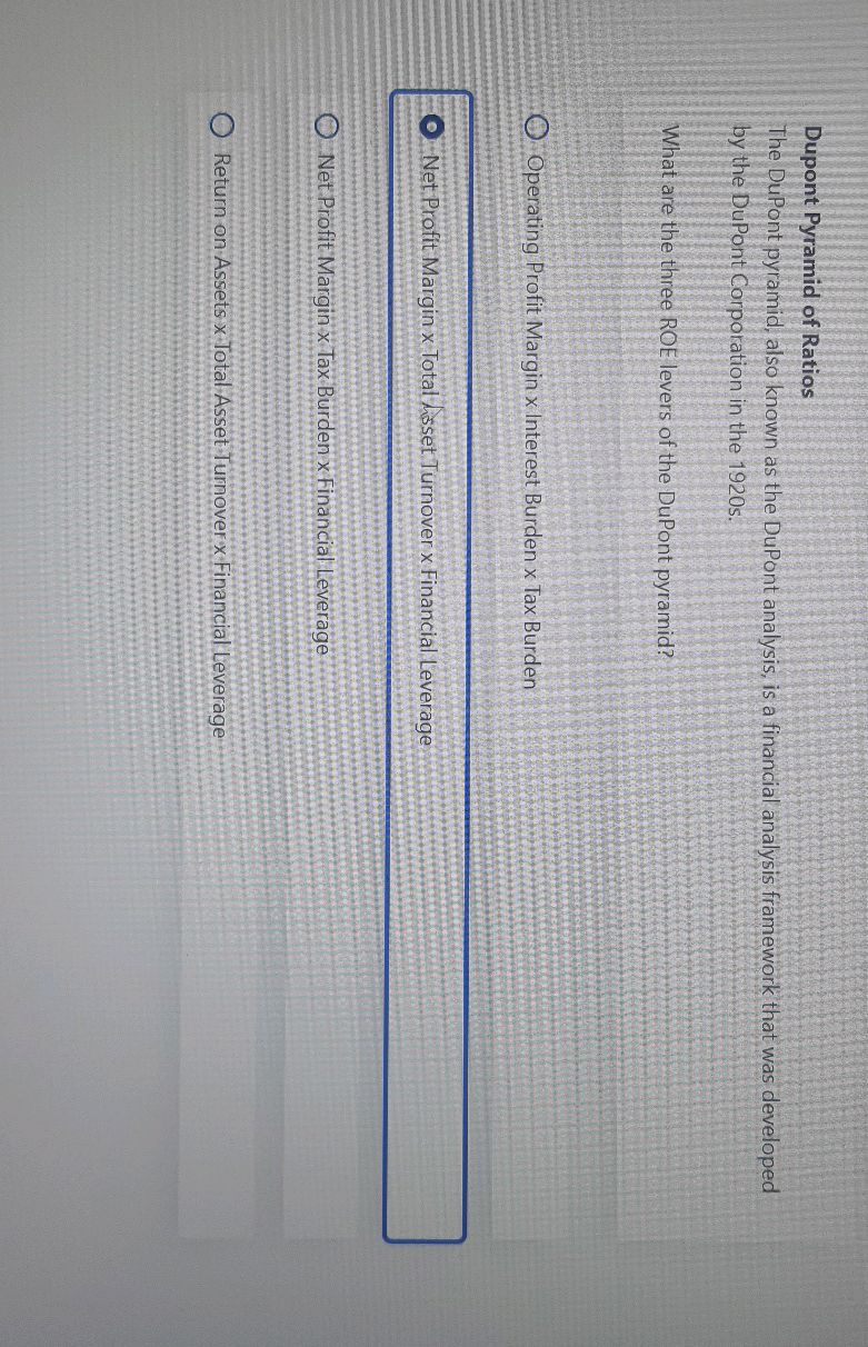 What are the three ROE levers of the DuPont | StudyX