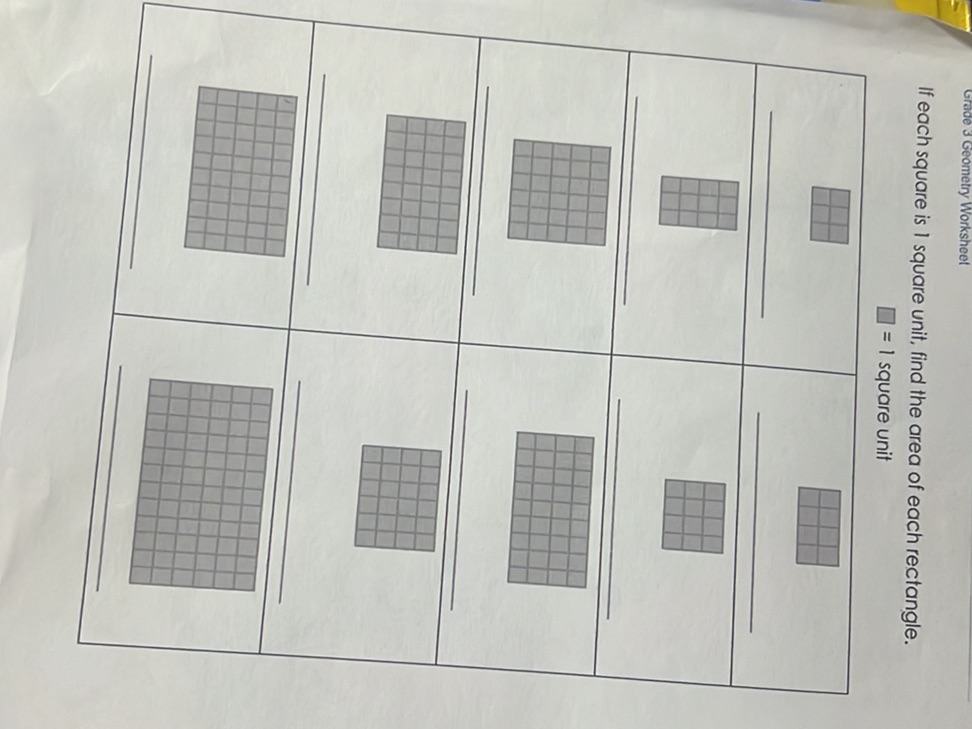 Grade 3 Geometry Worksheet If each square | StudyX