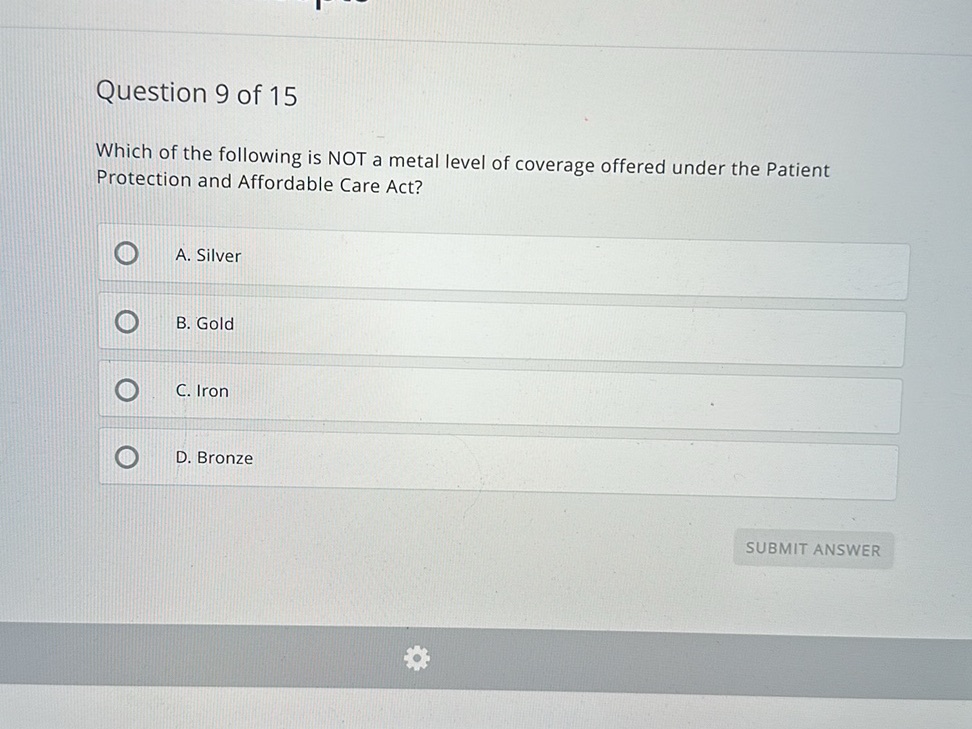 Which of the following is NOT a metal level | StudyX