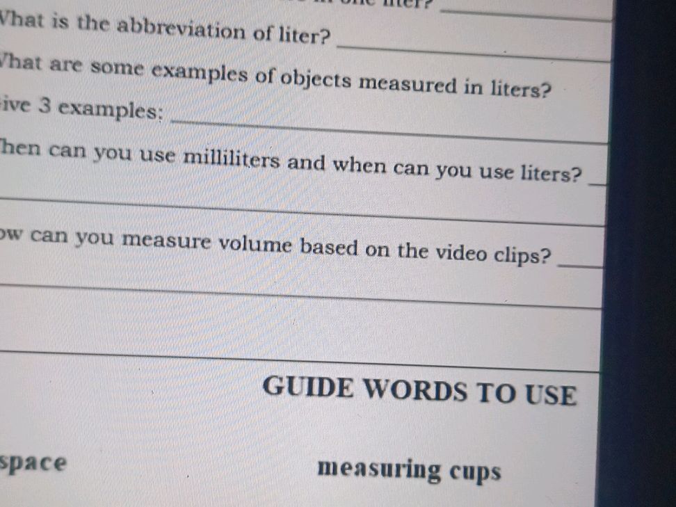 What is the abbreviation of liter? What are | StudyX