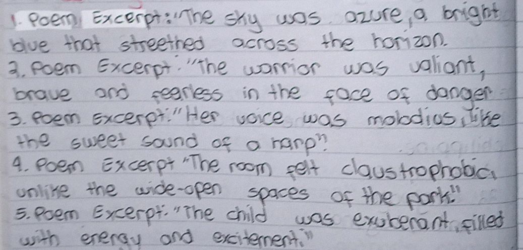 1. Poem Excerpt: "The sky was azure, a | StudyX