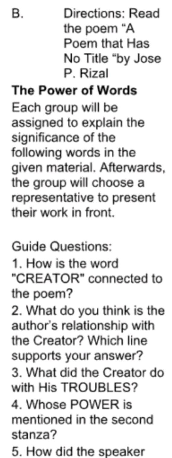 Directions: Read the poem "A Poem that Has | StudyX