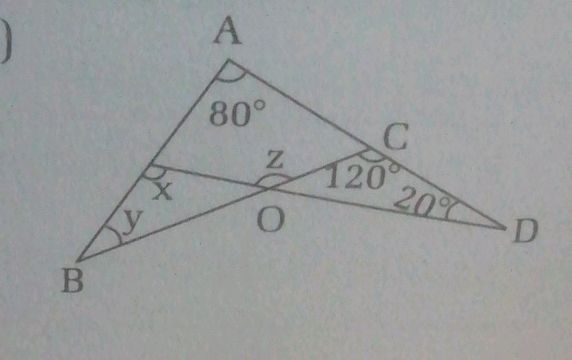 In the figure, find the value of angles x, | StudyX