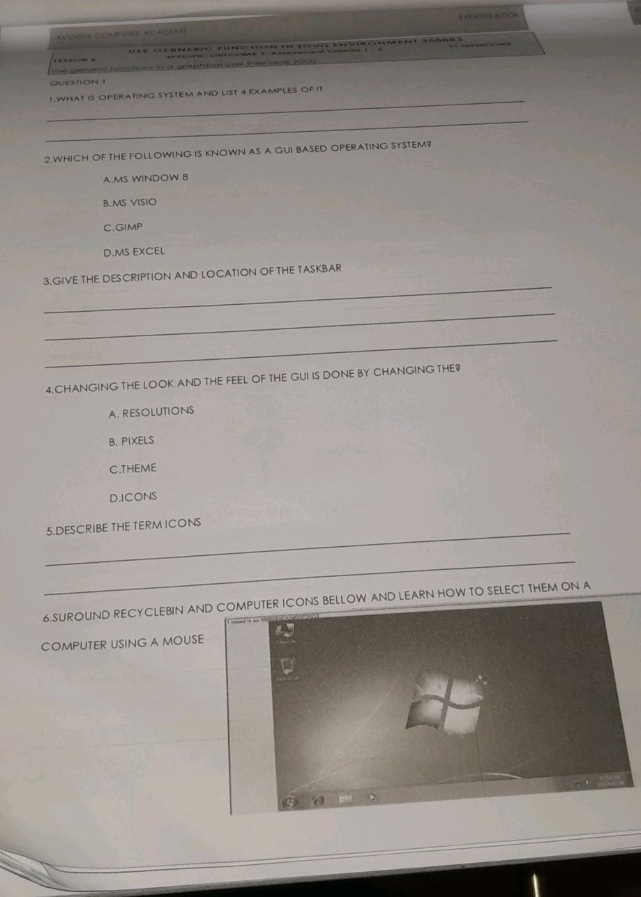 1. WHAT IS OPERATING SYSTEM AND LIST 4 | StudyX