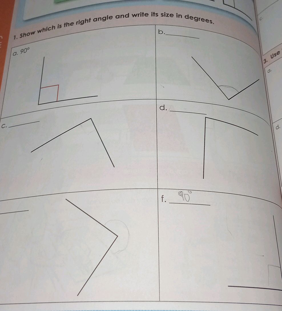 Show which is the right angle and write its