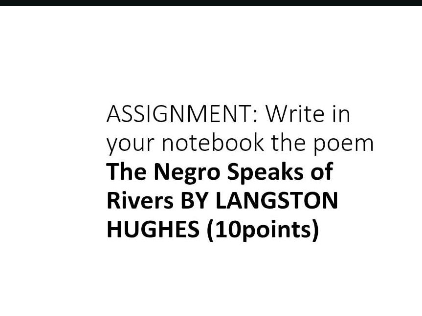 ASSIGNMENT: Write in your notebook the poem | StudyX