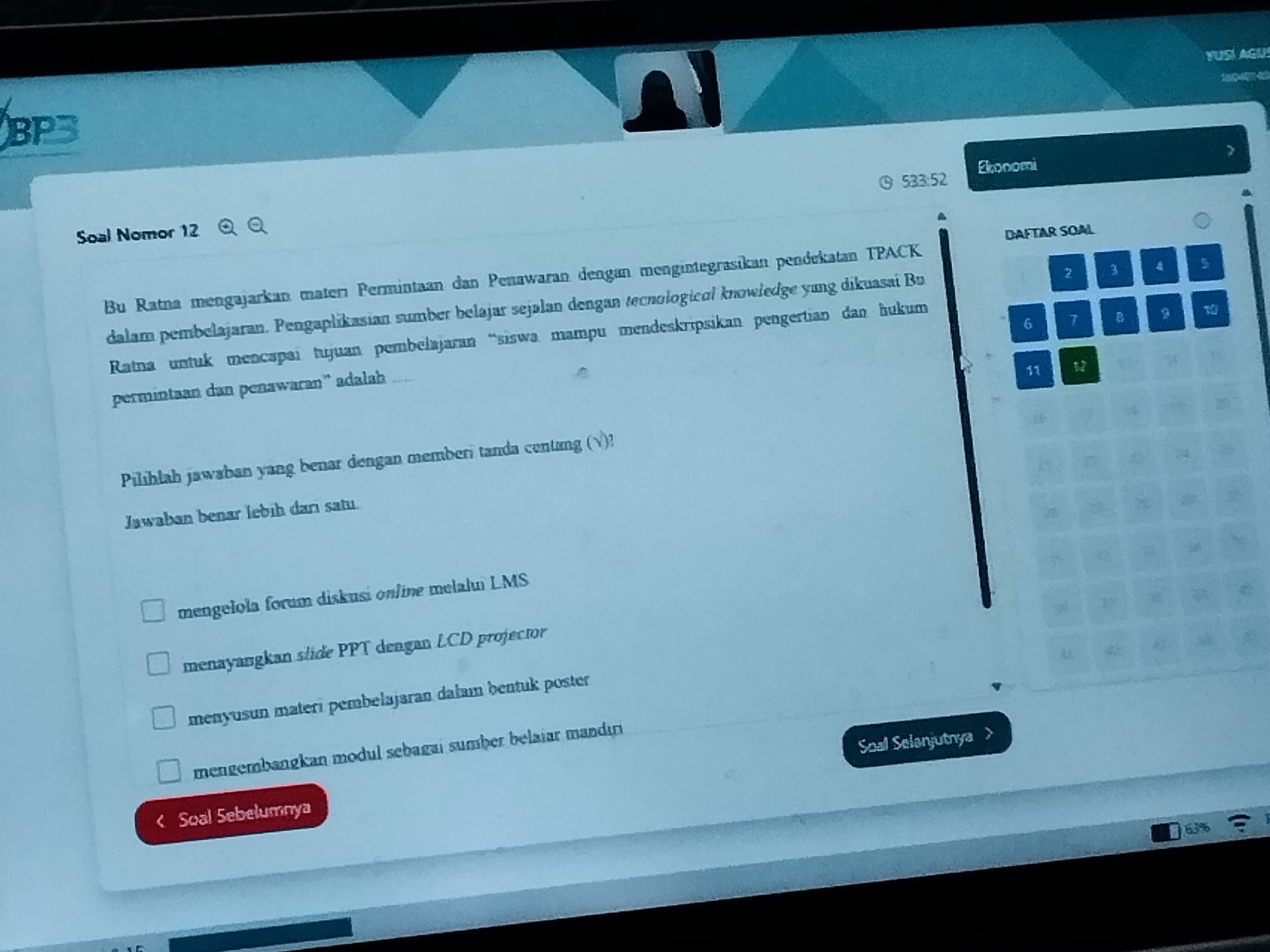 Soal Nomor 12 Bu Ratna mengajarkan materi | StudyX