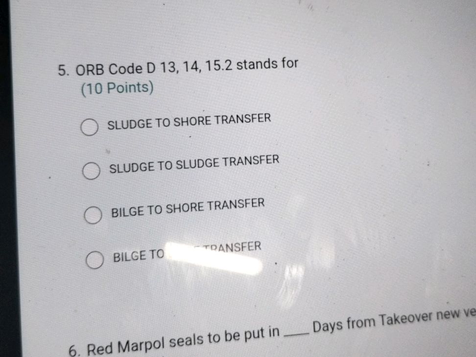 ORB Code D 13, 14, 15.2 stands for (10