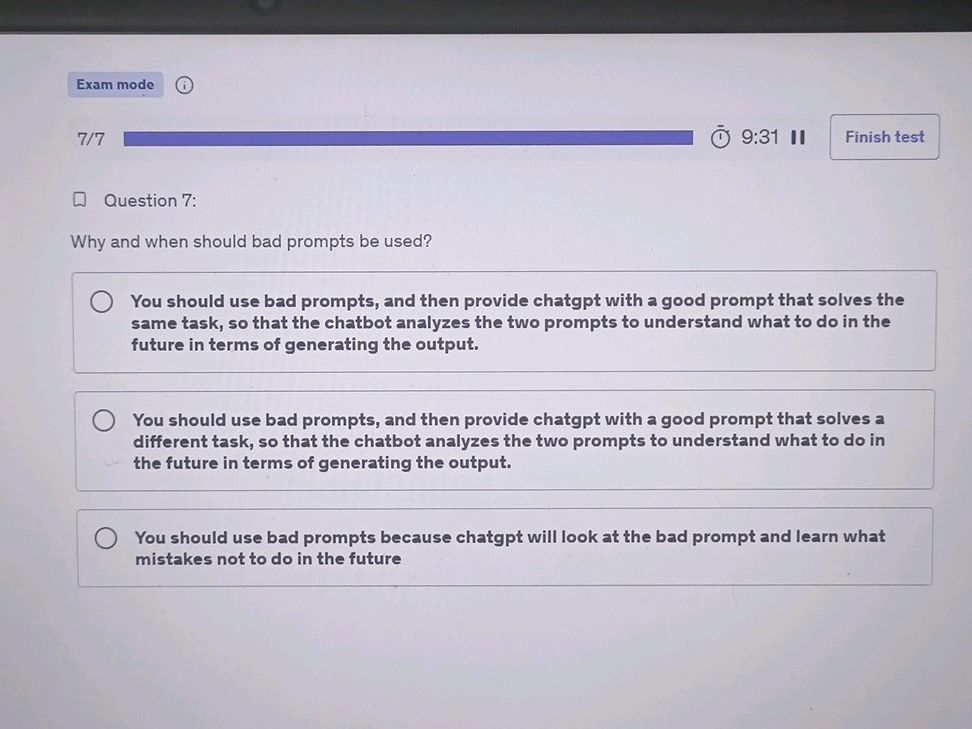 Question 7: Why and when should bad prompts | StudyX