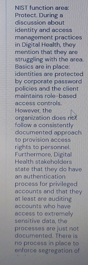 NIST function area: Protect. During a | StudyX