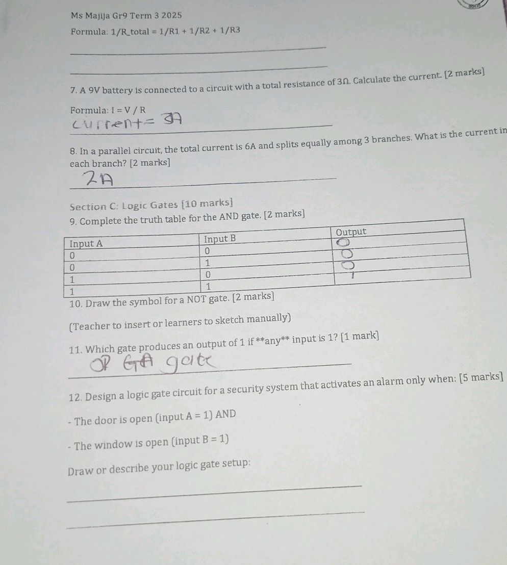 Formula: 1/R_total = 1/R1 + 1/R2 + 1/R3 7. | StudyX