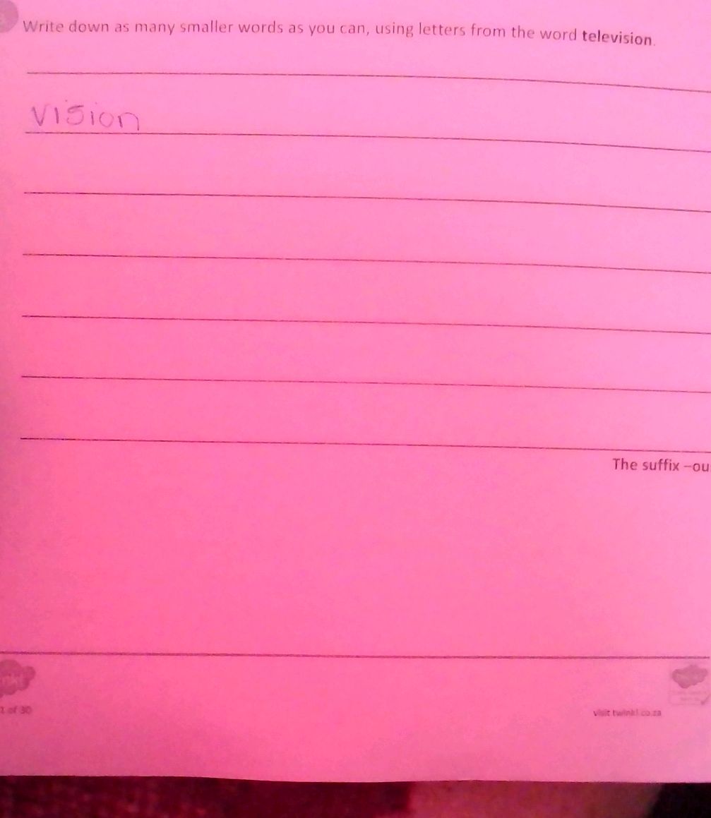 Write down as many smaller words as you can,