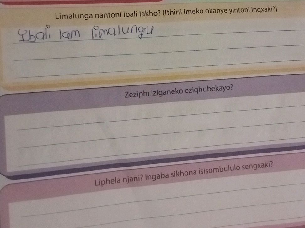 Limalunga nantoni ibali lakho? (Ithini imeko