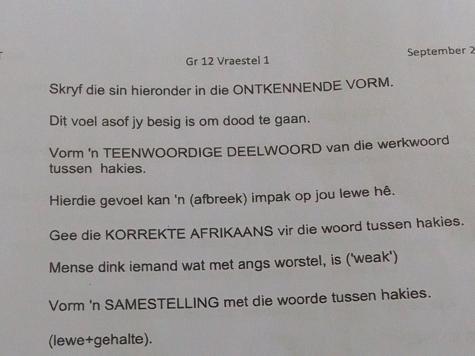 Skryf die sin hieronder in die ONTKENNENDE | StudyX