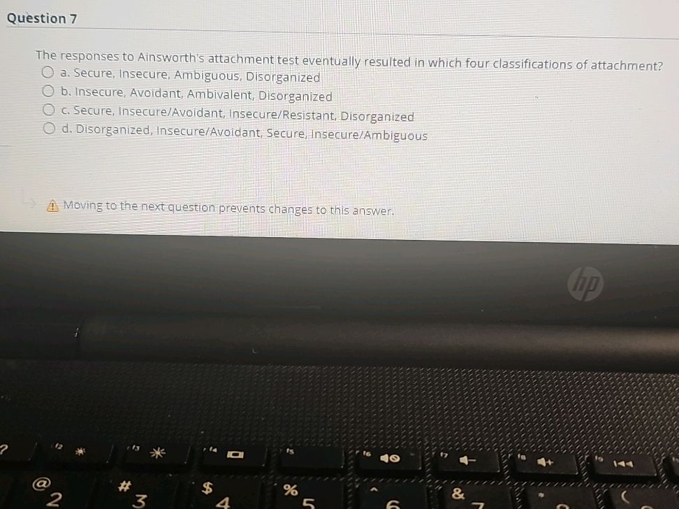 The responses to Ainsworth's attachment test | StudyX