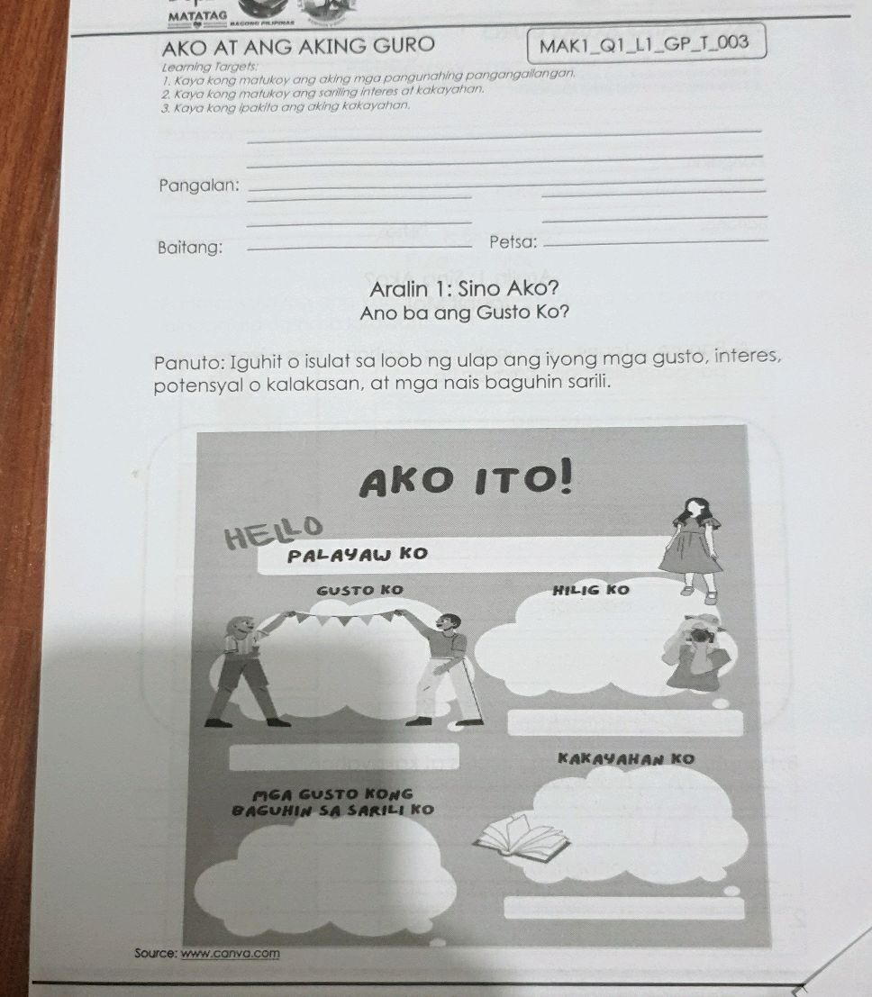 Aralin 1: Sino Ako? Ano ba ang Gusto Ko? | StudyX