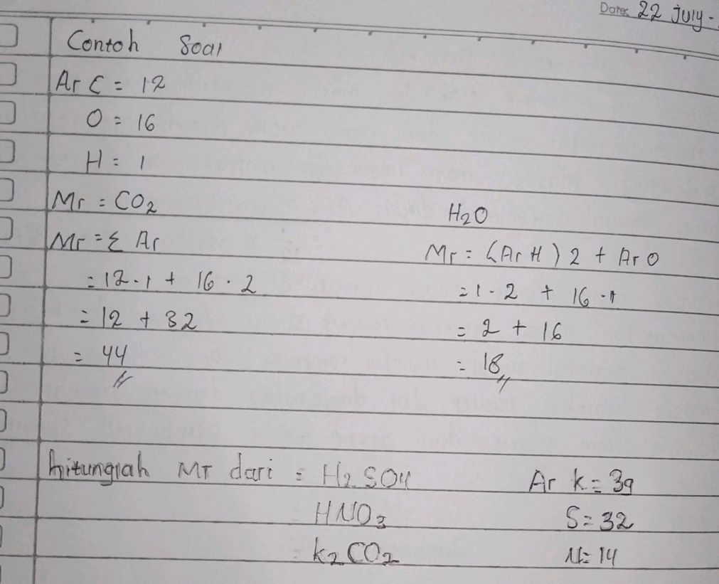 Contoh Soal Ar C = 12 O = 16 H = 1 Mr = CO₂