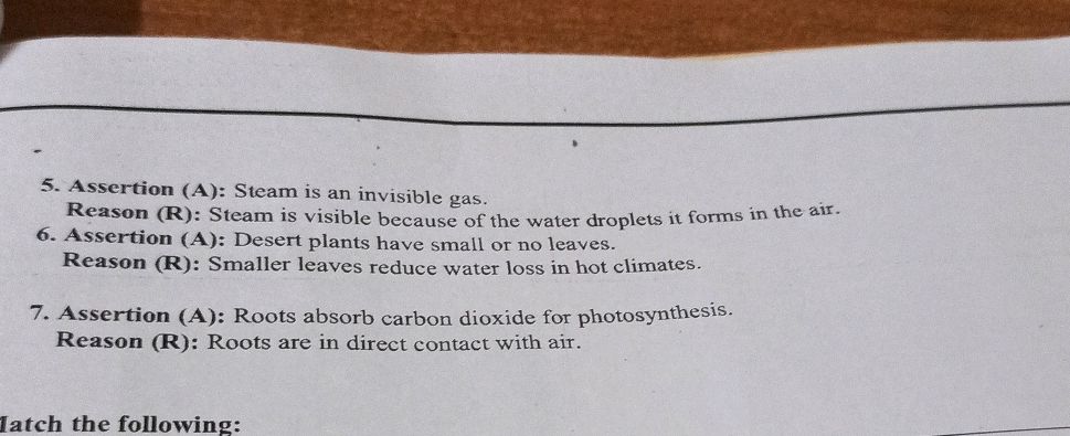 5. Assertion (A): Steam is an invisible gas. | StudyX