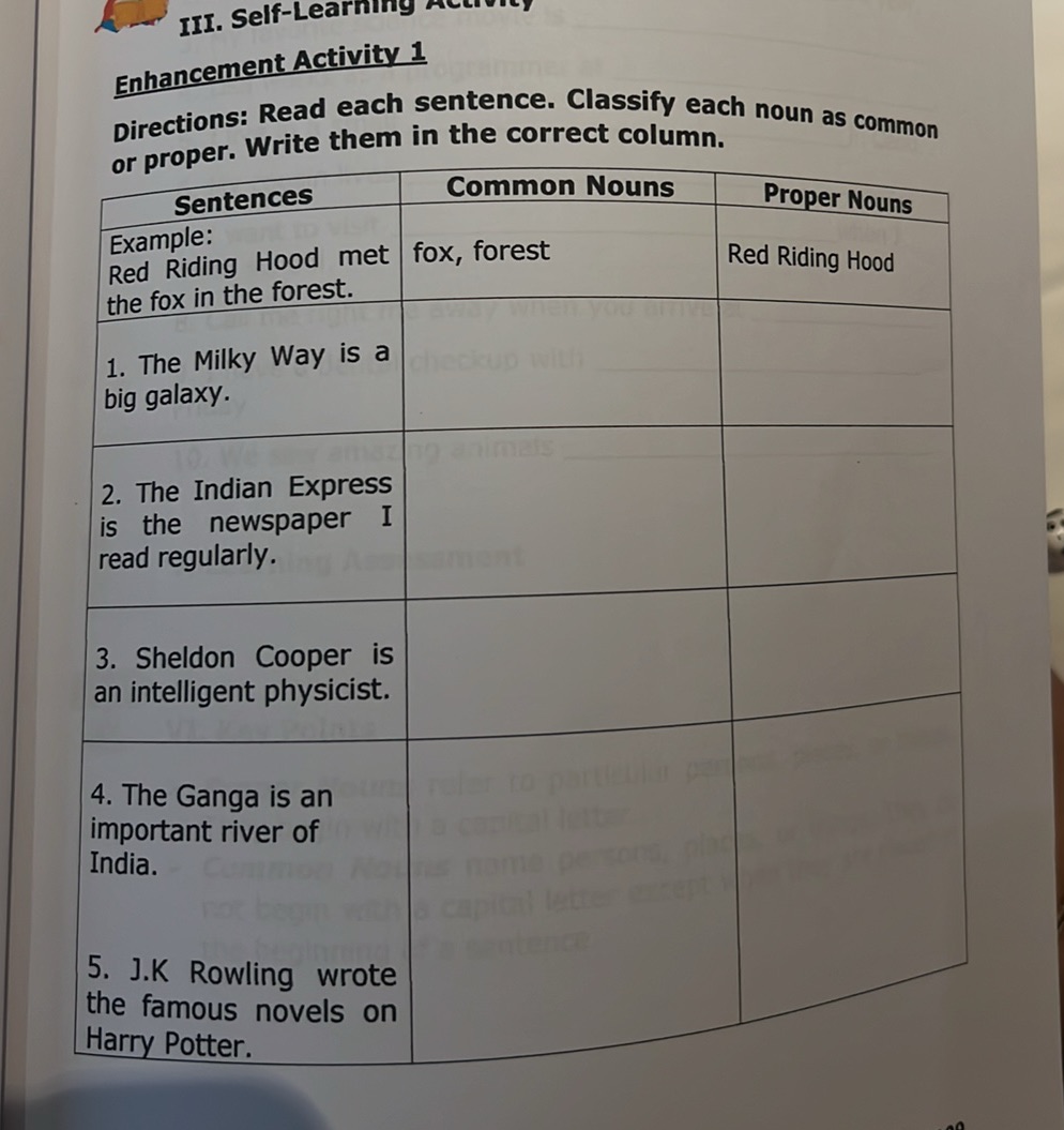 Directions: Read each sentence. Classify | StudyX
