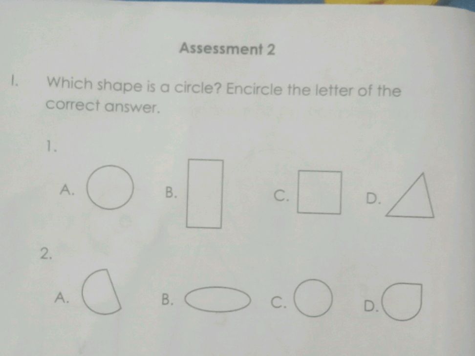 1. Which shape is a circle? Encircle the | StudyX